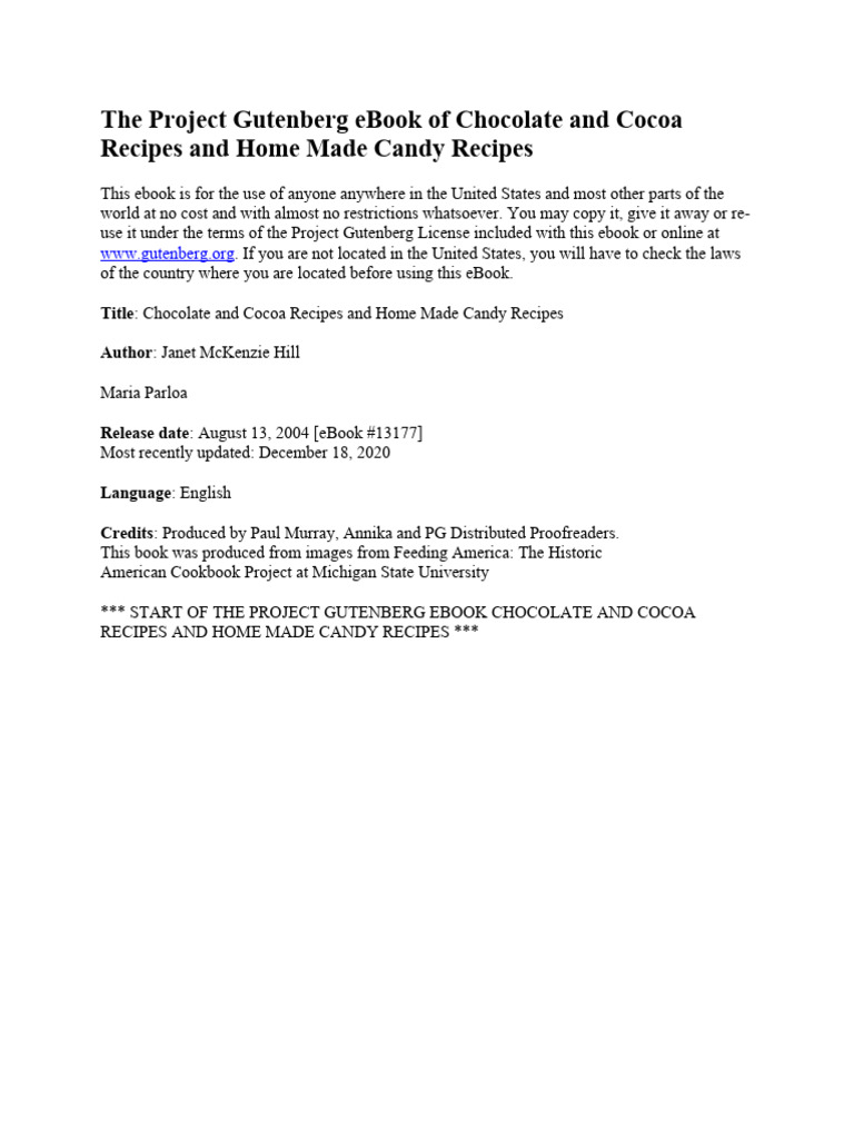 Chocolate and Cocoa Recipes and Home Made Candy Recipes | PDF | Cakes ...