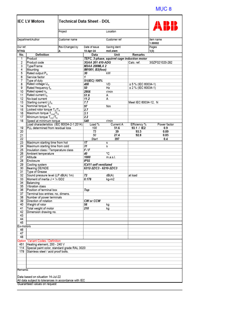 ABB Datasheet DIM M3AA 200MLA 2 - 30kW VC | PDF | Electrical ...