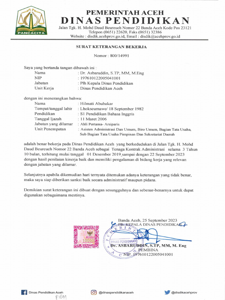 Final Form C Surat Keterangan Bekerja 20231002 145611 000108 | PDF