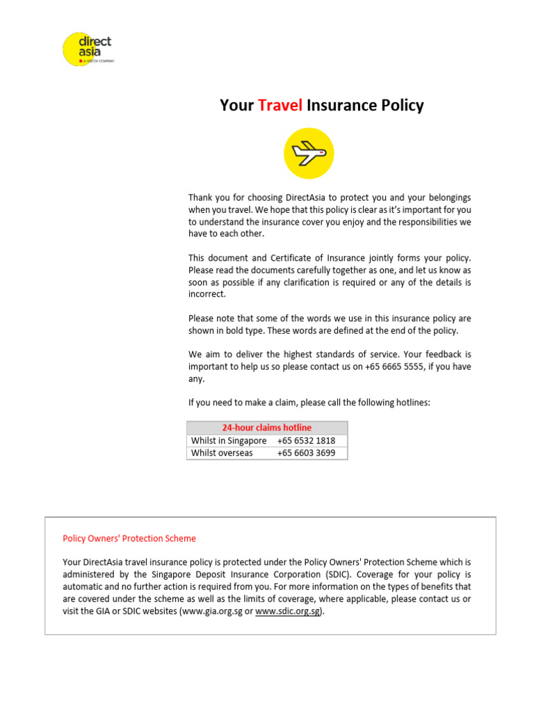 DirectAsia Travel Insurance Policy Guide | PDF | Insurance | Credit Card
