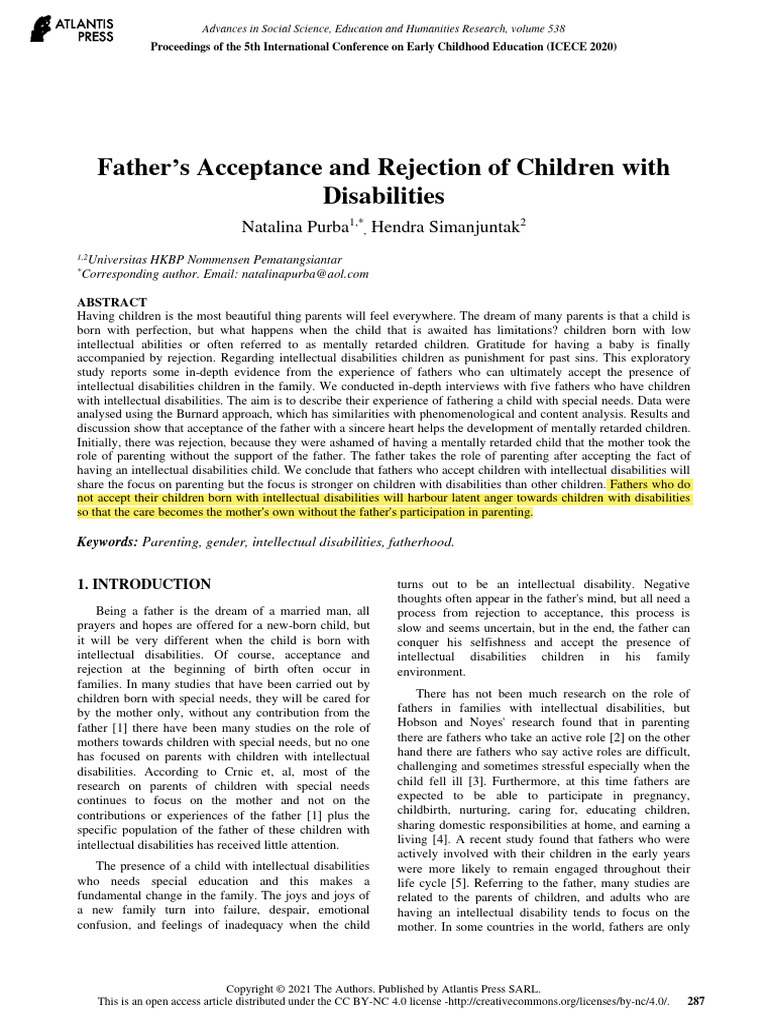 Purba Dan Simanjuntak (STIGMA) Fathers - Acceptance - and - Rejection ...