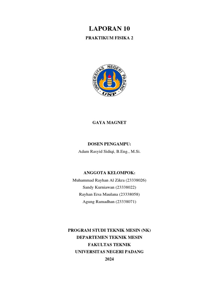 Laprak Fisika 2 - Tugas 10 | PDF | Sains & Matematika