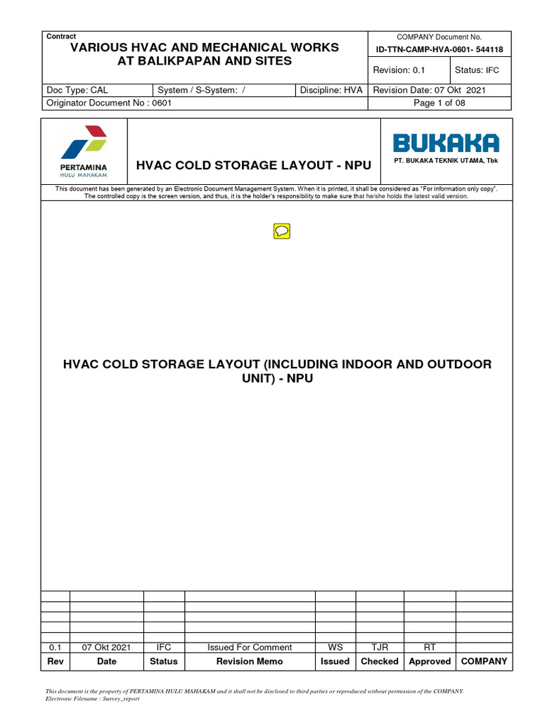 ID-TNR-CAMP-HVA-0601-544118 Rev 01. HVAC Cold Storage Layout (Including ...