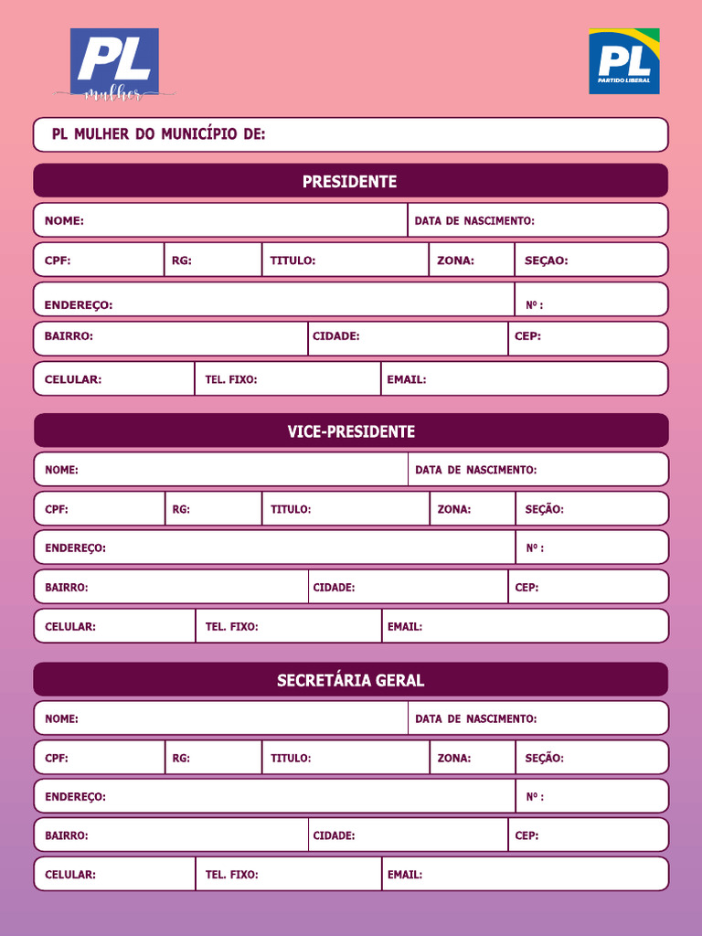 FORMULÁRIO PL MULHER 2023 | PDF