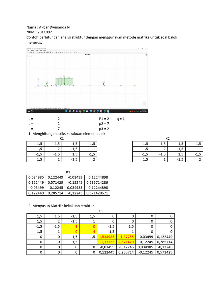 Tugas Analisis Struktur Metode Matriks | PDF