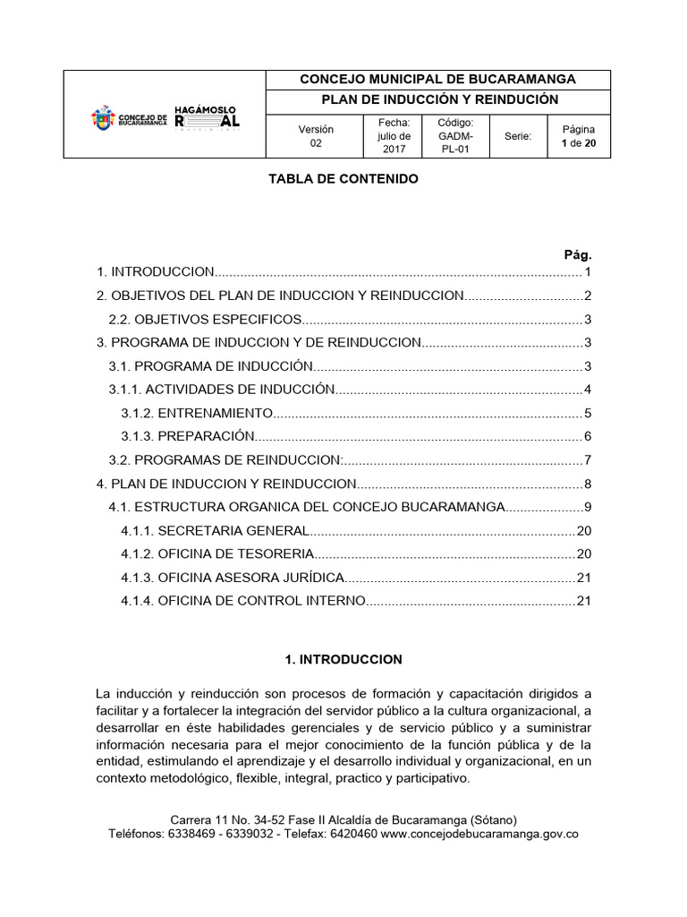 Ejemplo Docuemnto Plan D Einduccion | PDF | Gobierno local | Concejal