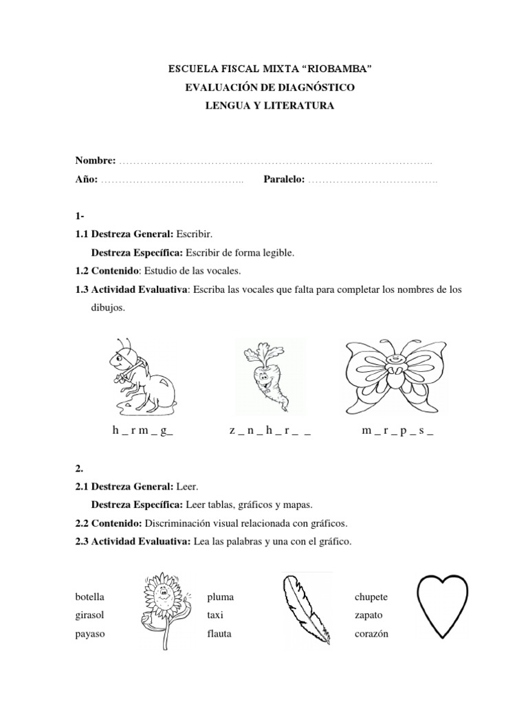 Evaluación Diagnóstica Escolar: Lengua, Matemáticas y Entorno | PDF ...