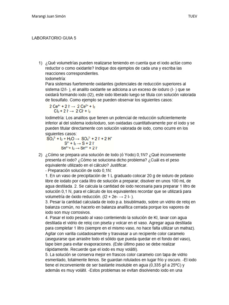 Iinforme Laboratorio 5 Marangi Juan | PDF | Valoración | Química