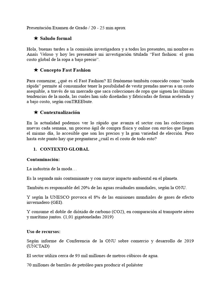 Presentación Examen de Grado | Descargar gratis PDF | Moda | Economias