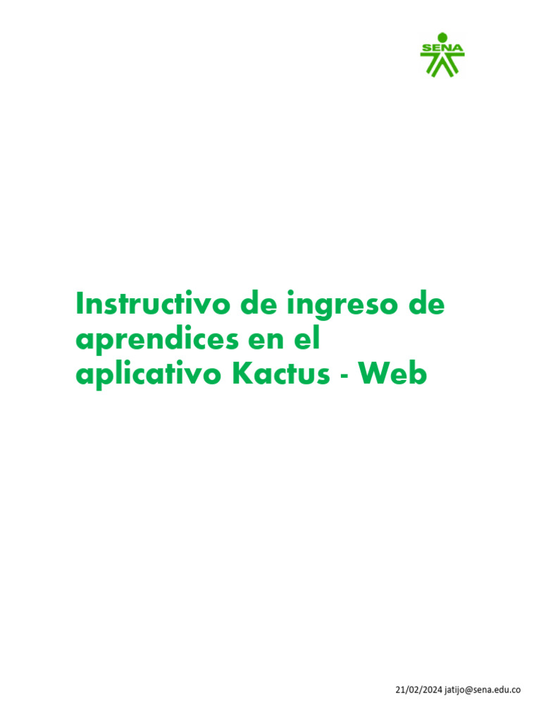 Instructivo de Ingreso de Aprendices en El Aplicativo Kactus - Web | PDF