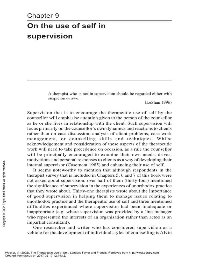 The - Therapeutic - Use - of - Self in Supervision Wosket | Download ...