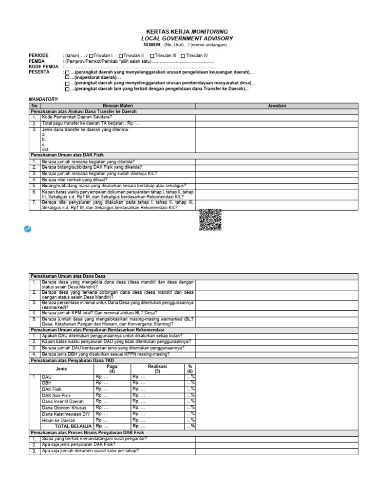 KERTAS KERJA MONITORING Local Government Mix 03mar | PDF | Bisnis | Hukum