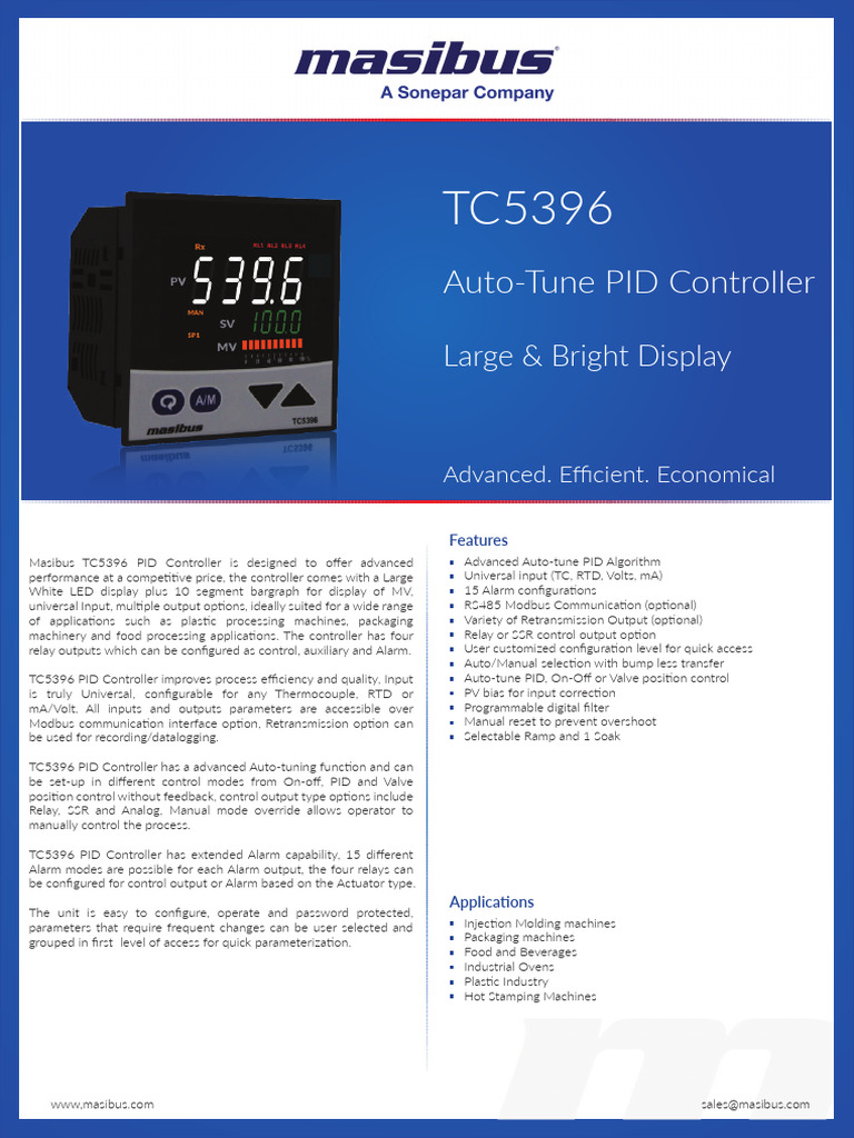 Masibus TC5396 R0F 0121 Auto Tune PID Controller | PDF | Electronics ...