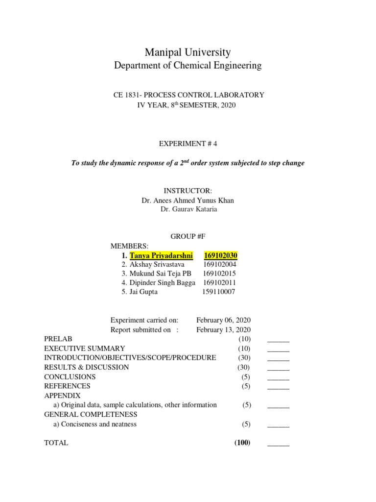 Dynamic Response of 2nd Order System | PDF | Damping | Mechanical Engineering