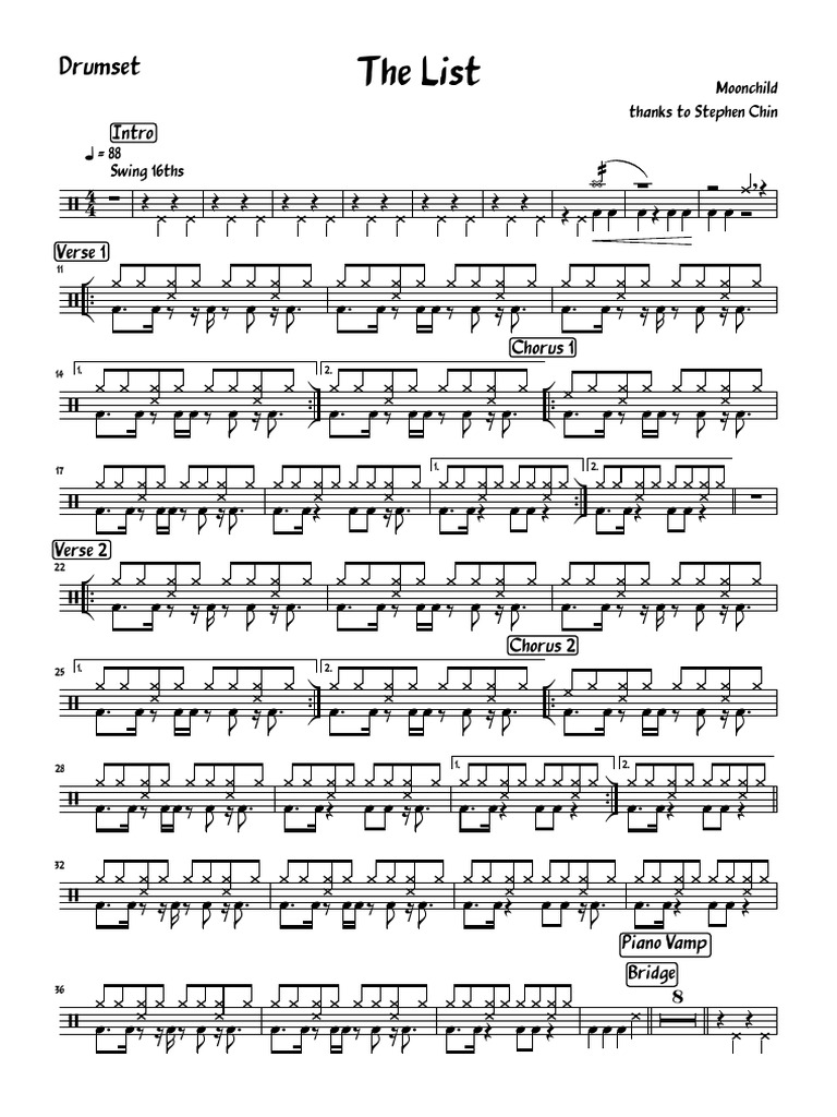 The List - Drum | PDF | Songs | Musical Forms