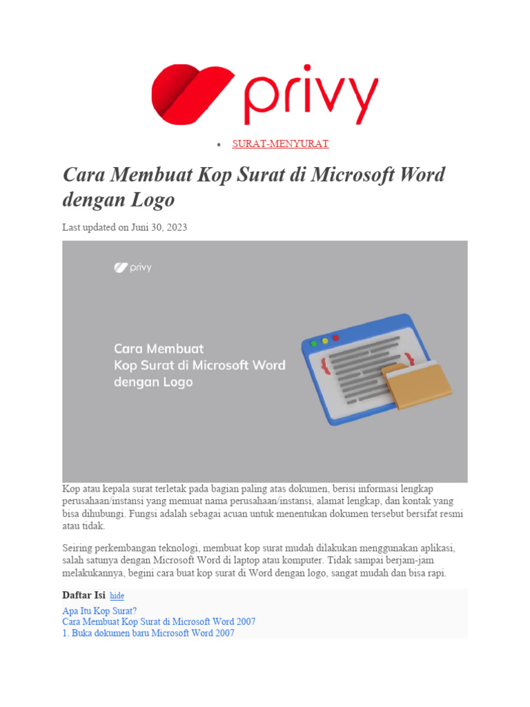 Cara Membuat Kop Surat di Word dengan Logo | PDF | Karier & Perkembangan