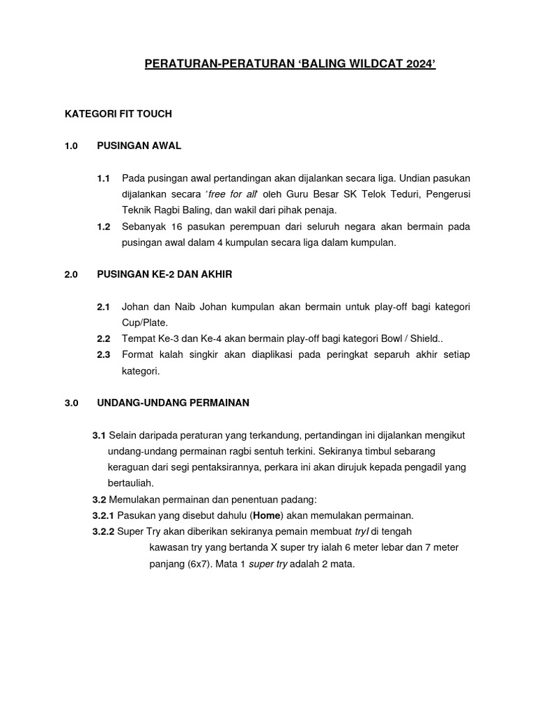 Peraturan U16 Touch | PDF