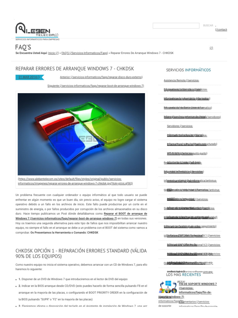 Reparar Errores de Arranque Windows 7 - CHKDSK | PDF | Arranque | Bios Reparar Errores de Arranque Windows 7 - CHKDSK | PDF | Arranque | Bios