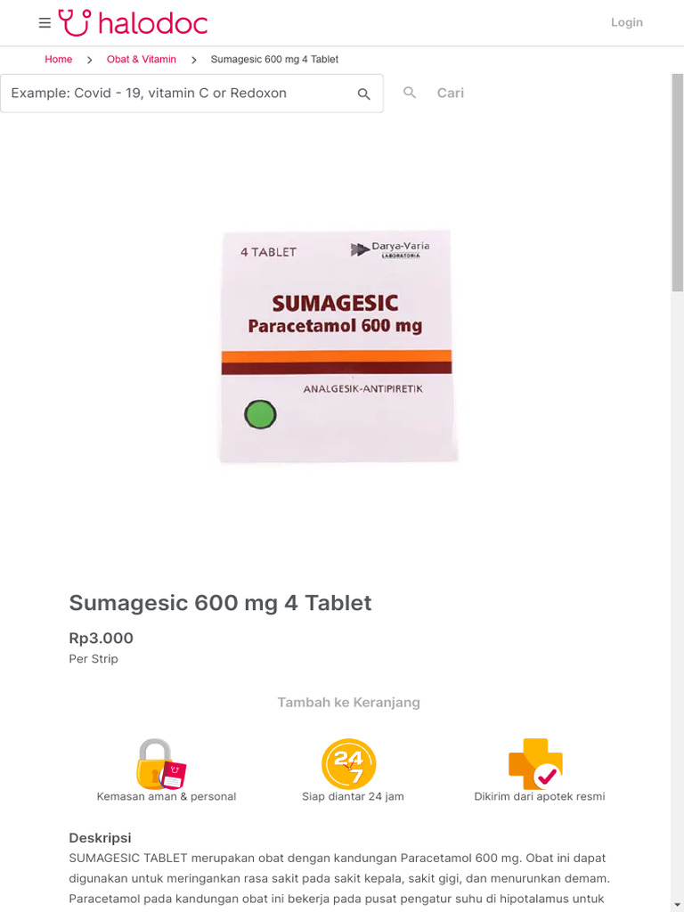 Sumagesic 600 mg 4 Tablet | PDF