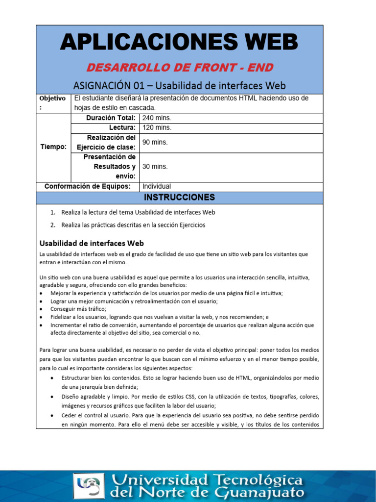 A01 - U2 - Usabilidad de Interfaces Web | PDF | Usabilidad | HTML