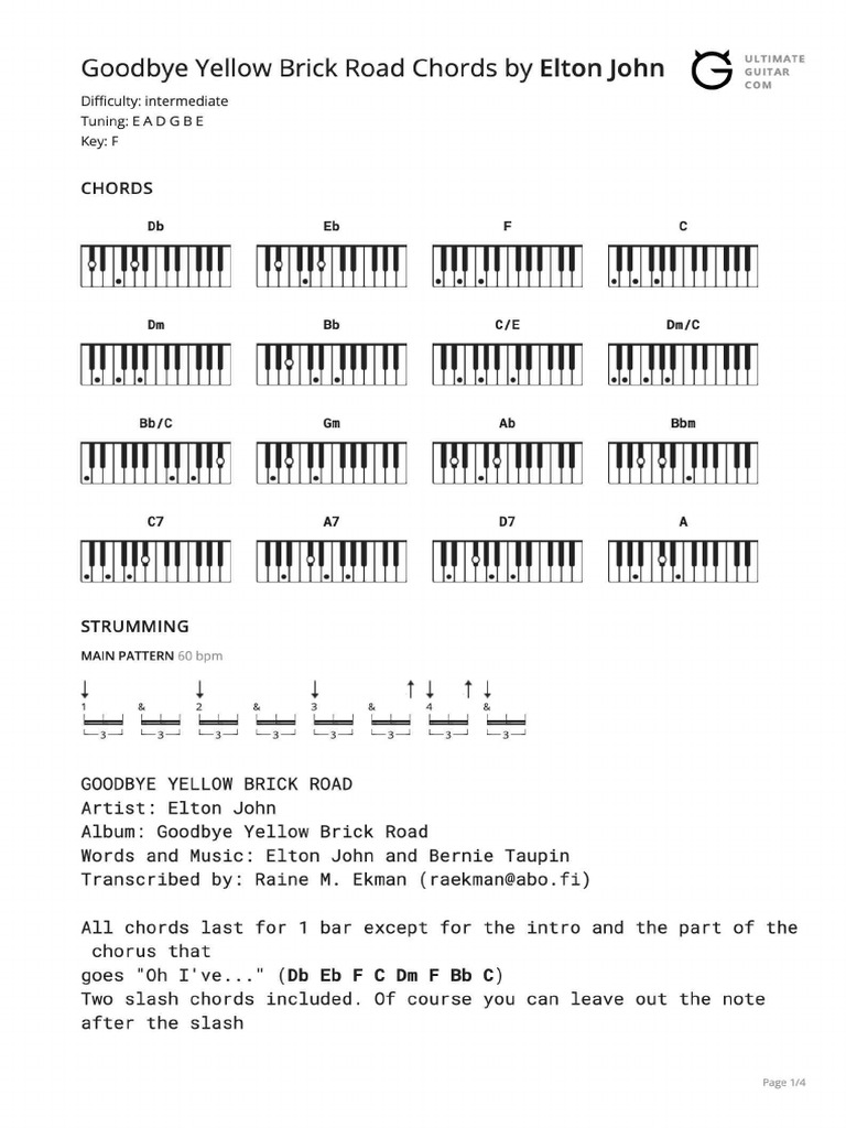 Goodbye yellow brick road chords | PDF