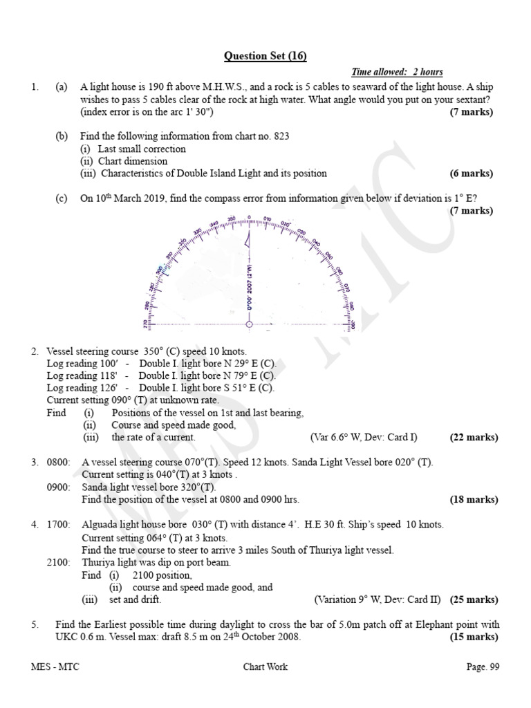 OOW Chart, Set - 16, Answers | PDF | Navigation