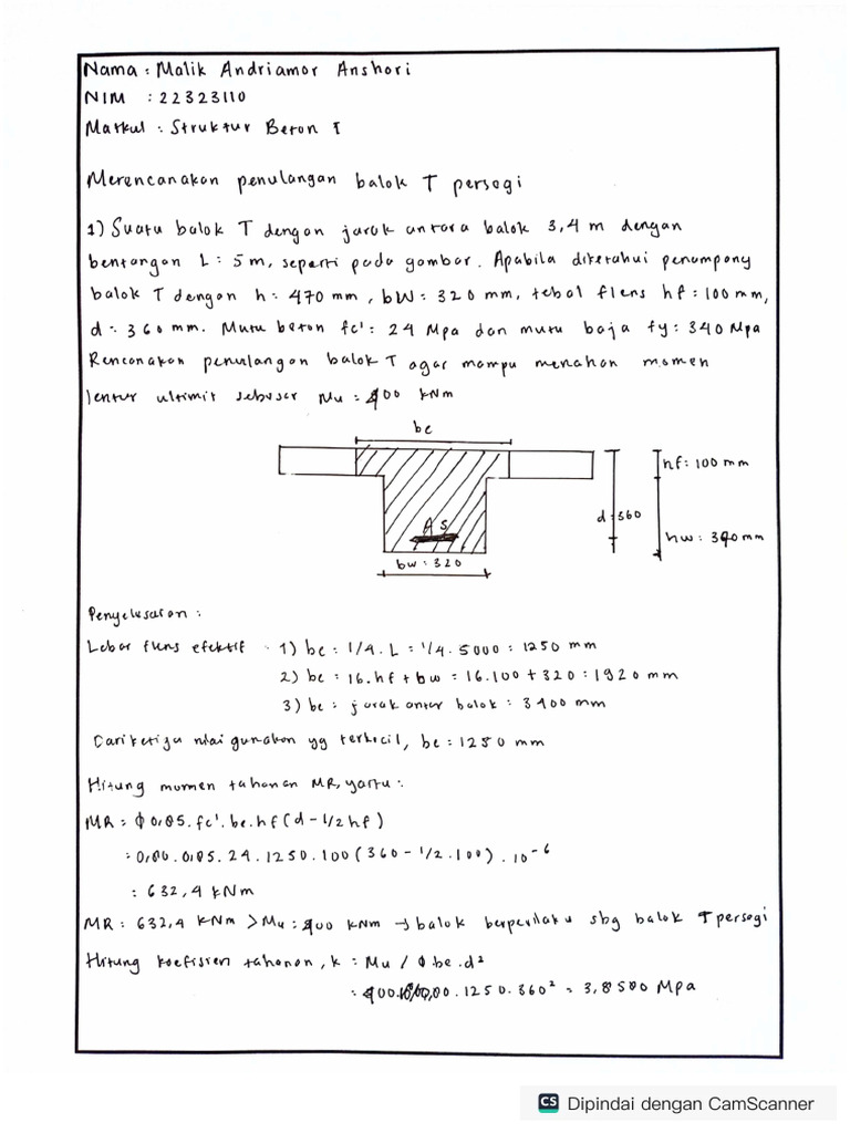 Beton Tugas Balok T | PDF