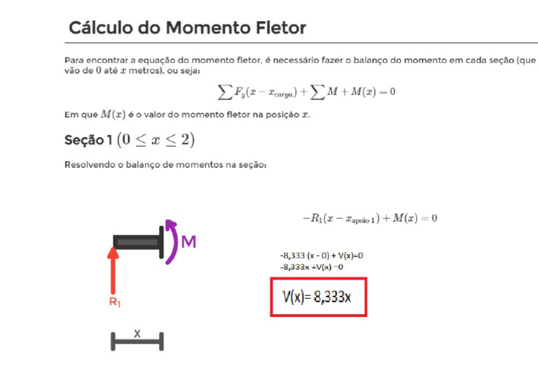 Calculo Momento Fletor e Força Cortante Triangular Acendente | PDF