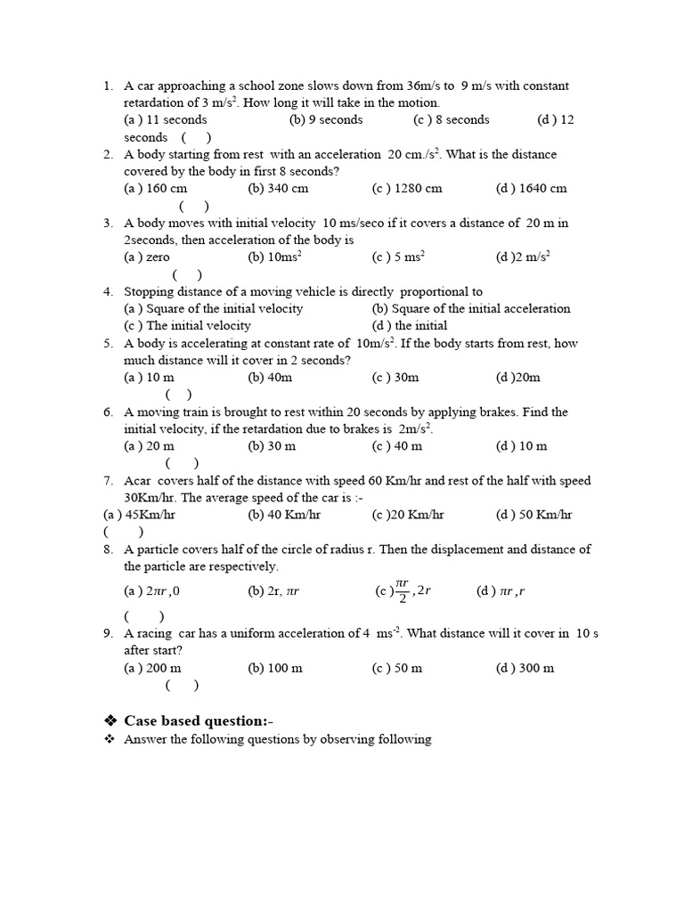 Class 9th Science Paper | PDF | Speed | Acceleration