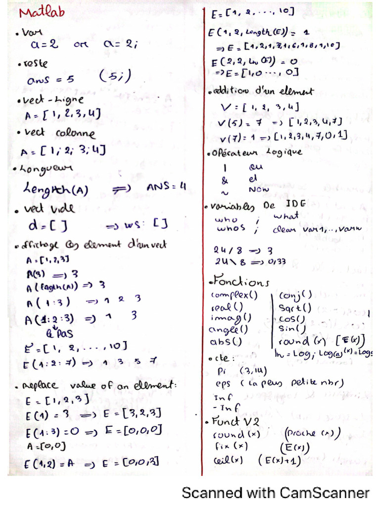 Matlab Chap1-8 Résumé | PDF