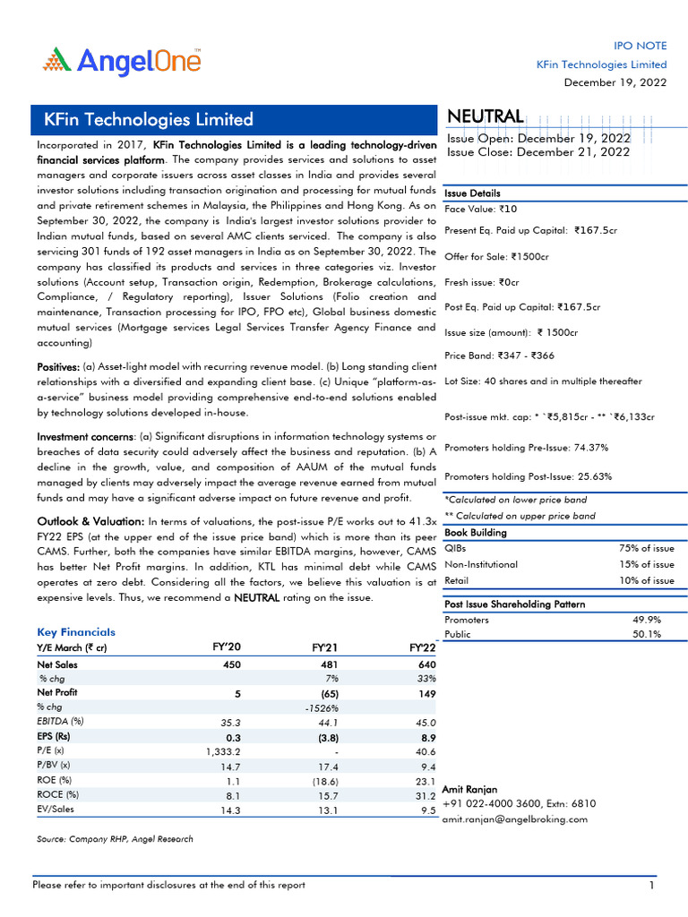 KTL_IPO_Note | PDF | Stocks | Investing