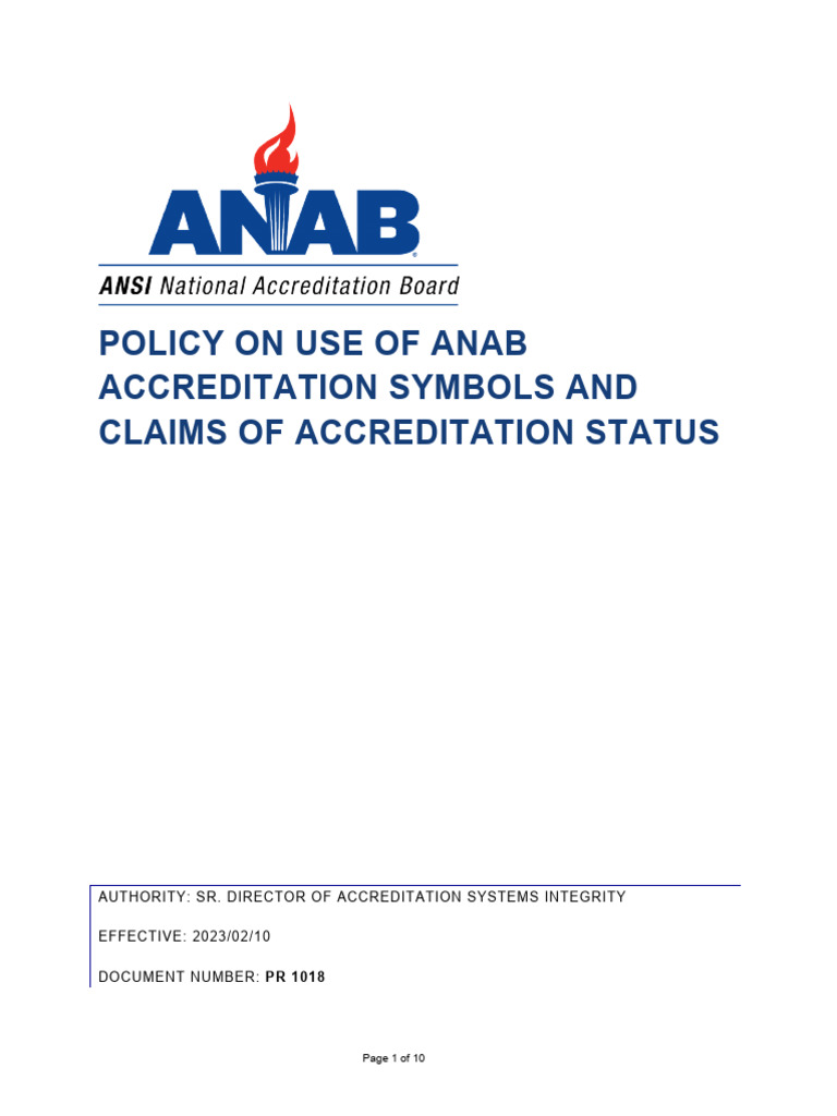 ANAB Accreditation Symbol Usage Policy | PDF | Business