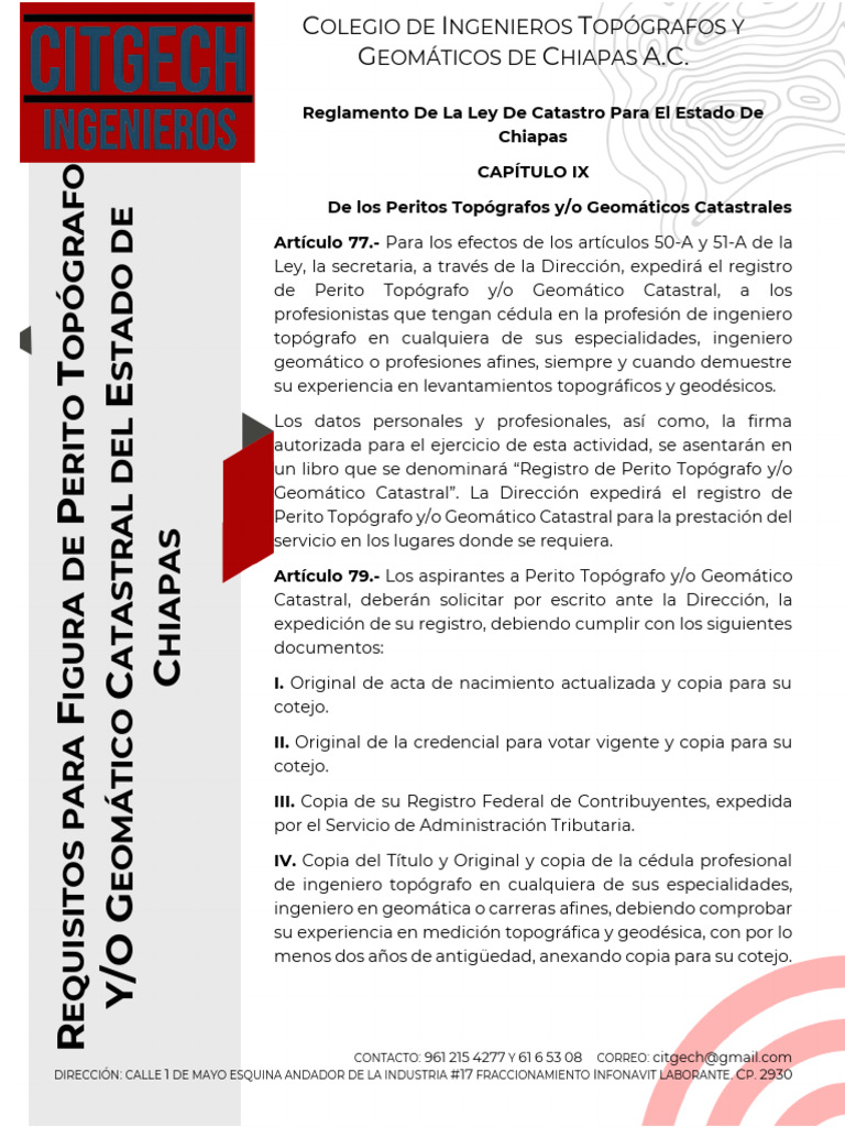 Requisitos para Perito Topógrafo en Chiapas | PDF