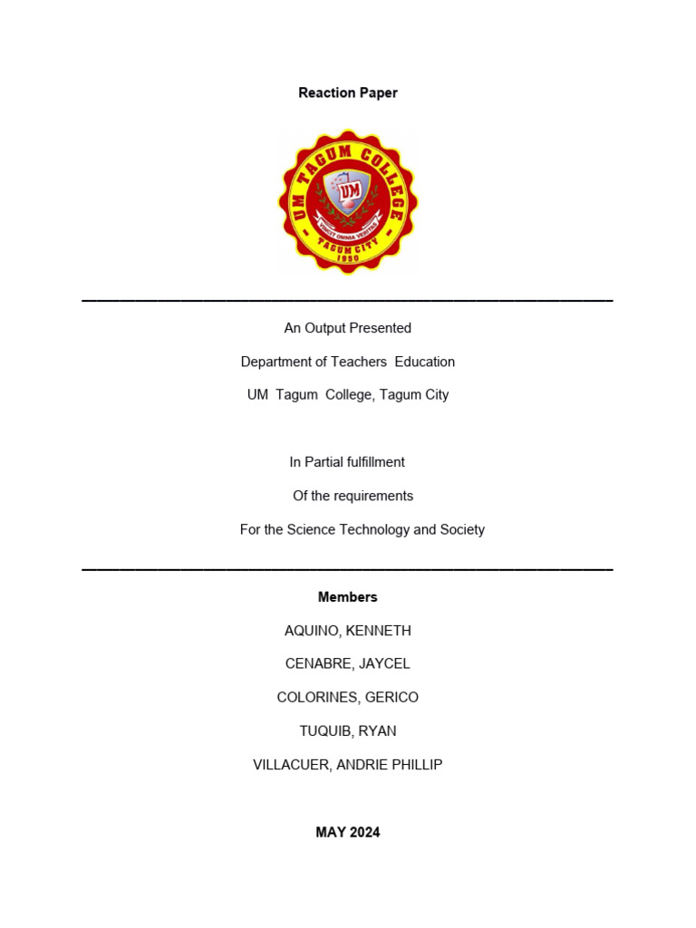 Group 4 Reaction Paper Science Technology Society | PDF | Computer ...
