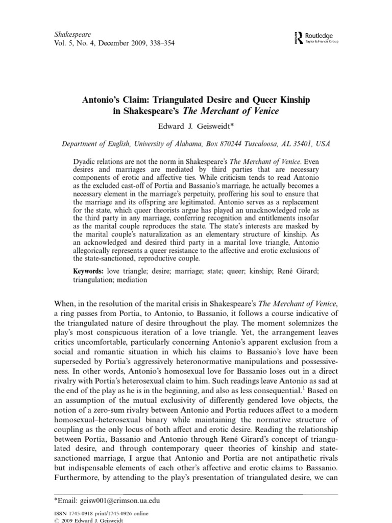 Queer Shakespeare | PDF | The Merchant Of Venice | Queer Theory