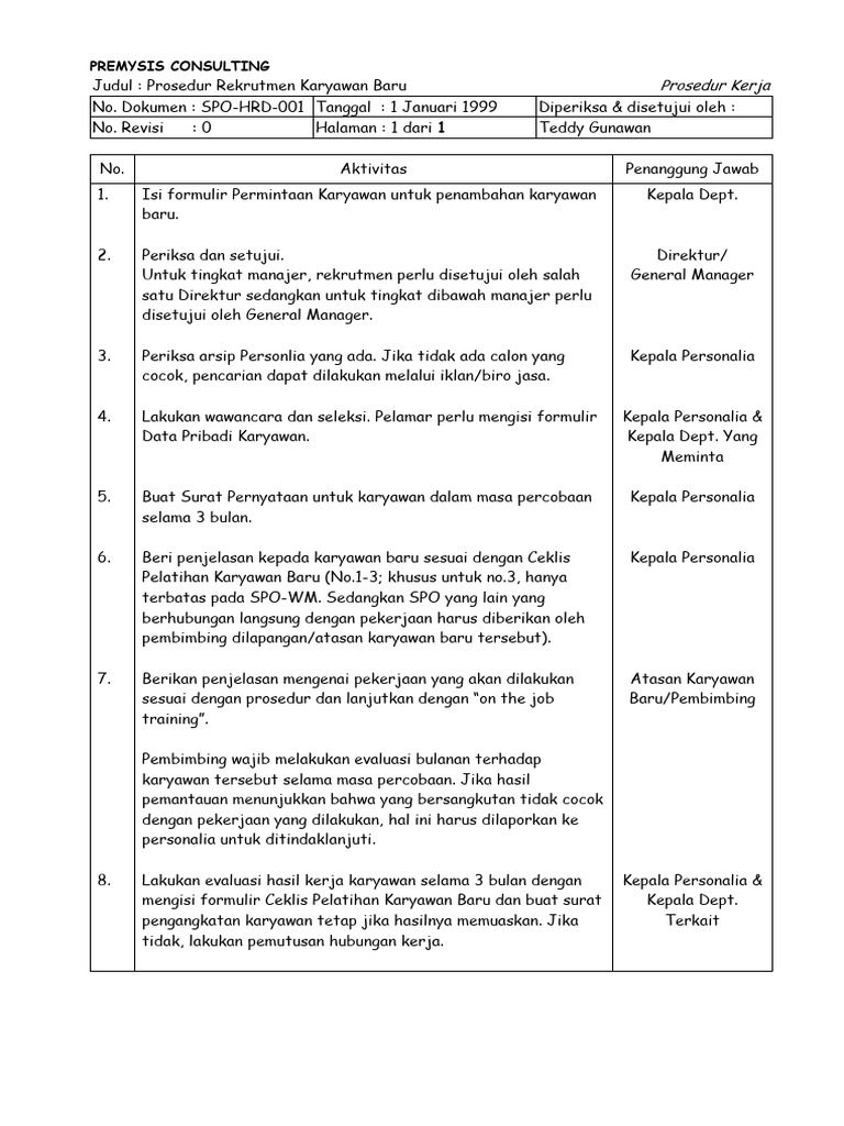 SOP Rekrutmen tipe narasi | PDF