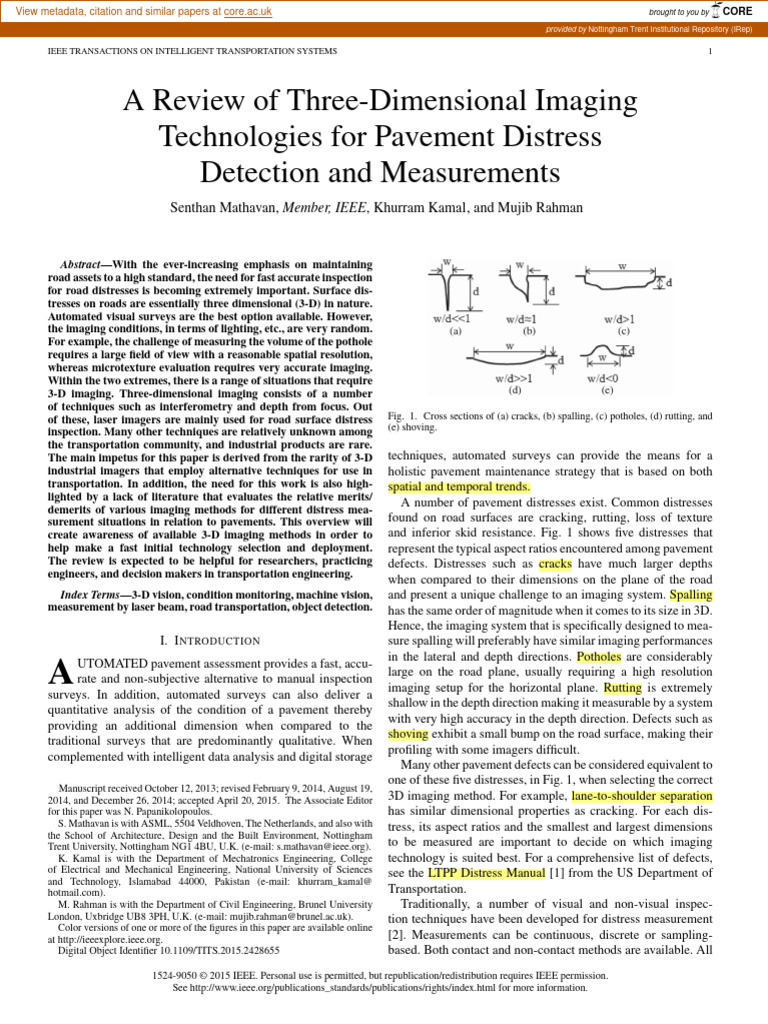 A Review of Three-Dimensional Imaging Technologies For Pavement Distress Detection and ...