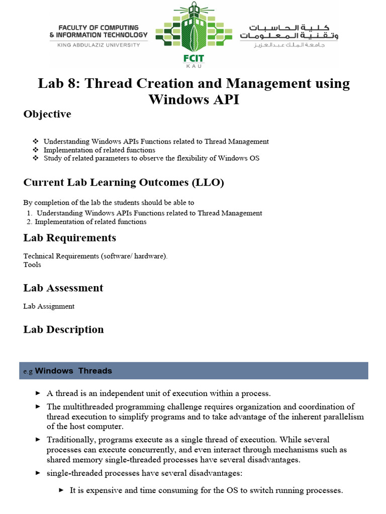 Lab 08 | PDF | Process (Computing) | Thread (Computing)
