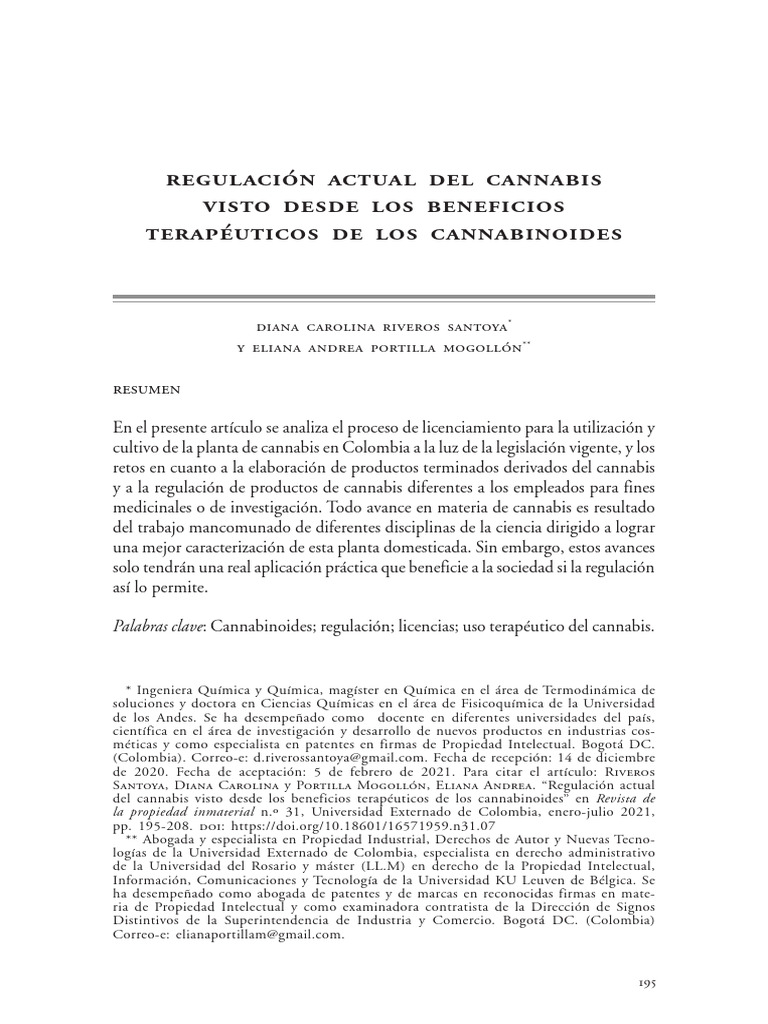 Ref1 Regulación Actual Del Cannabis Visto Desde Los Beneficios