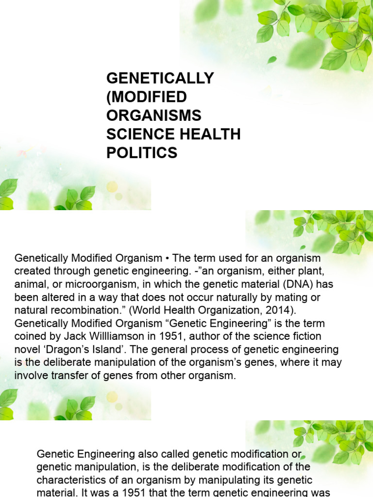 Understanding GMOs: Science, Benefits, Risks | PDF | Genetically ...