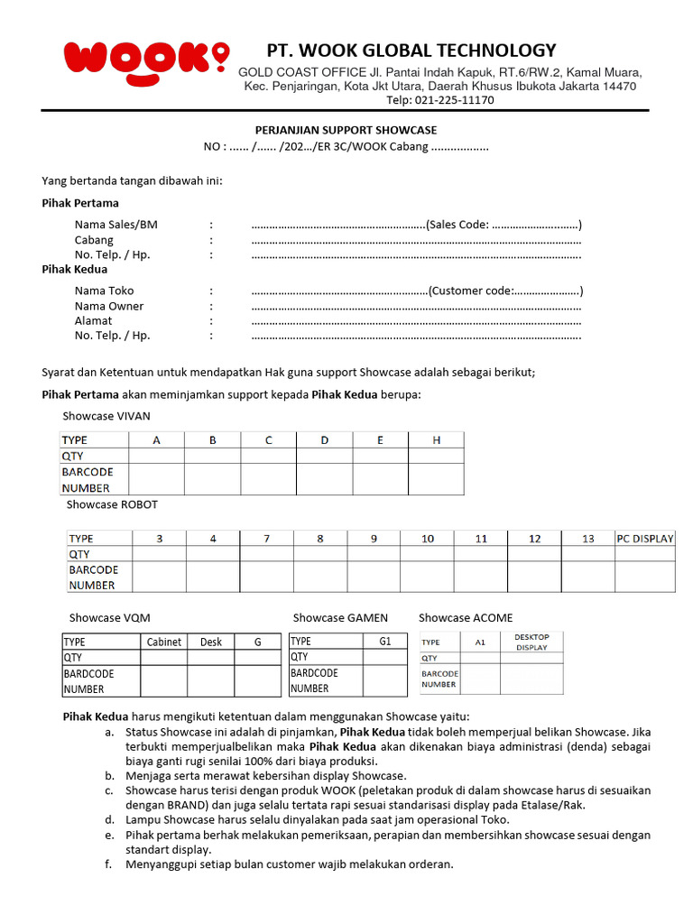 Surat Perjanjian Rak | PDF