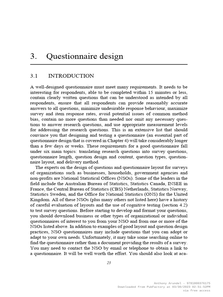 Arundel 2023 Questionnaire - Design | PDF | Survey Methodology | Questionnaire