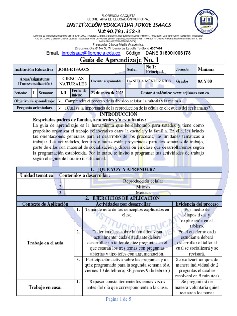Guia de Aprendizaje Imitosis | Descargar gratis PDF | Aprendizaje