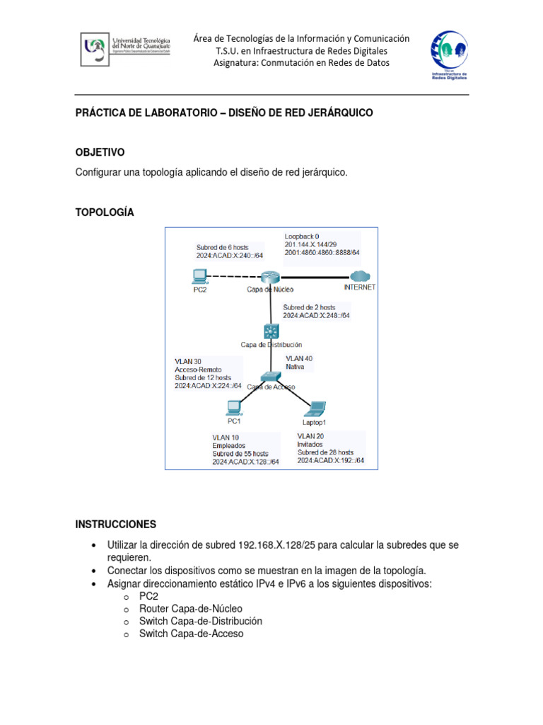 Práctica de Laboratorio Diseño de Red Jerárquico | Descargar gratis PDF | Enrutador (Computación ...