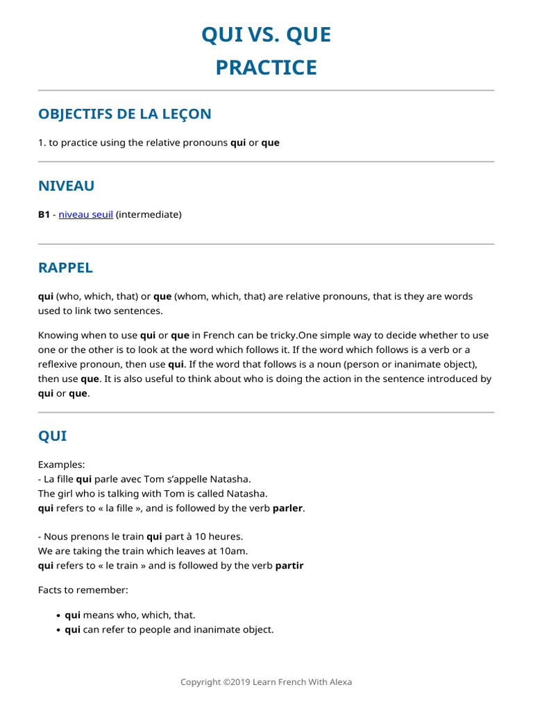 Practice-Your-French-Qui-Vs-Que-Worksheet 2024-05-31-632844 | PDF ...