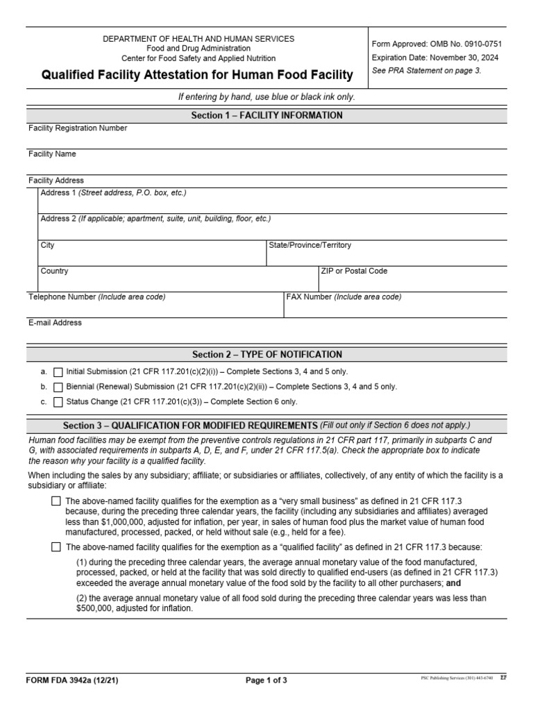 FDA-3942a Stat Sec Ext 12-20-21 | PDF | Food And Drug Administration ...