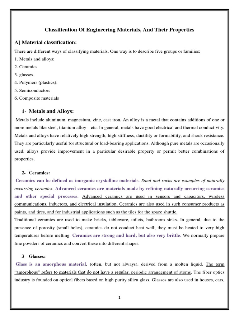 classification of engg materials | Download Free PDF | Ceramics | Polymers