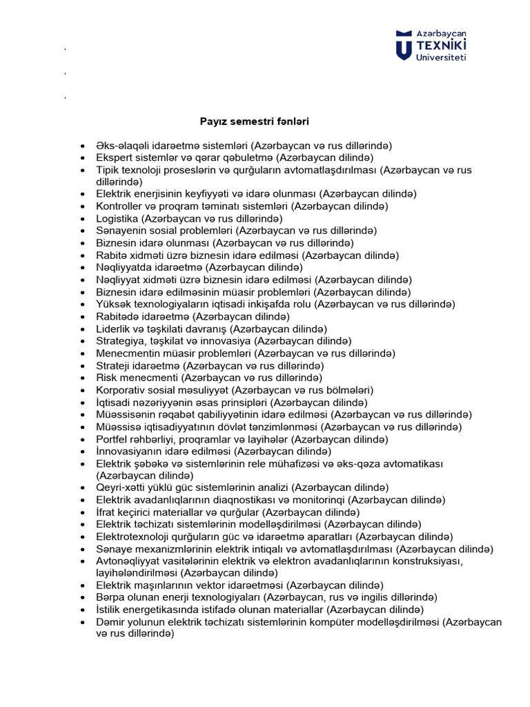 Magistratura 2024 2025 Payiz | PDF