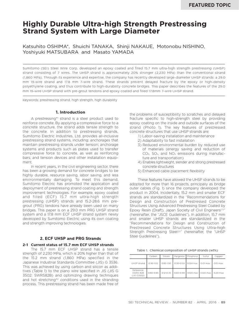 High-Strength Prestressing Strands | PDF | Prestressed Concrete | Concrete