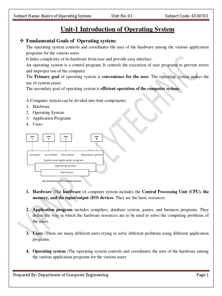 Bos Unit 1 | PDF | Operating System | Thread (Computing)